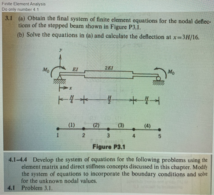 Solved Finite Element Analysis Do only number 4.1 3.1 (a) | Chegg.com