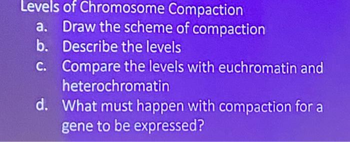 Solved Levels of Chromosome Compaction a. Draw the scheme of | Chegg.com