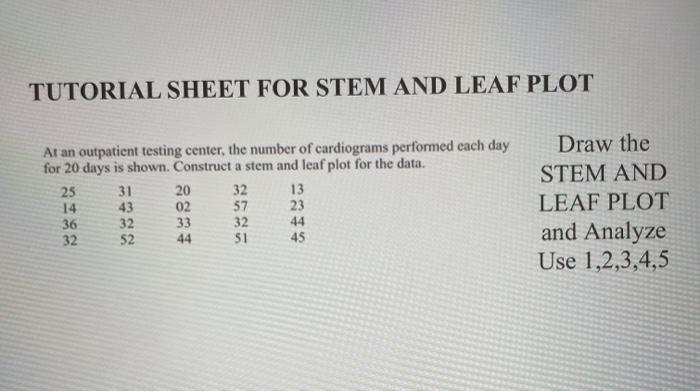 Solved TUTORIAL SHEET FOR STEM AND LEAF PLOT | Chegg.com