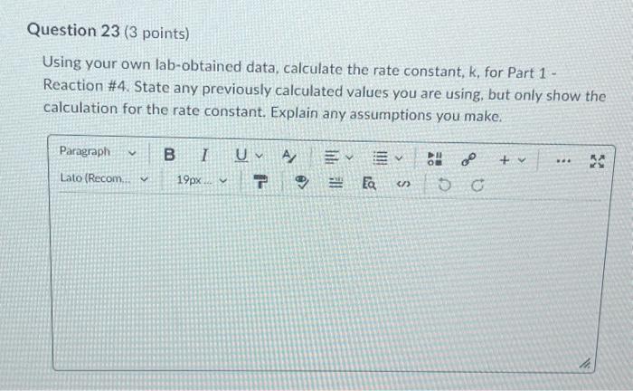 Using your own lab-obtained data, calculate the rate | Chegg.com