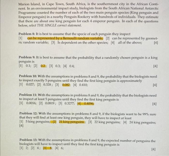 Solved the highlighted answers are correct but i need the | Chegg.com
