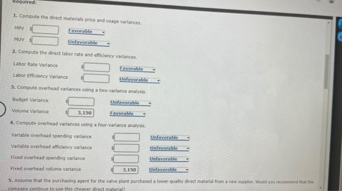 Solved Basic Variance Analysis, Revision of Standards, | Chegg.com