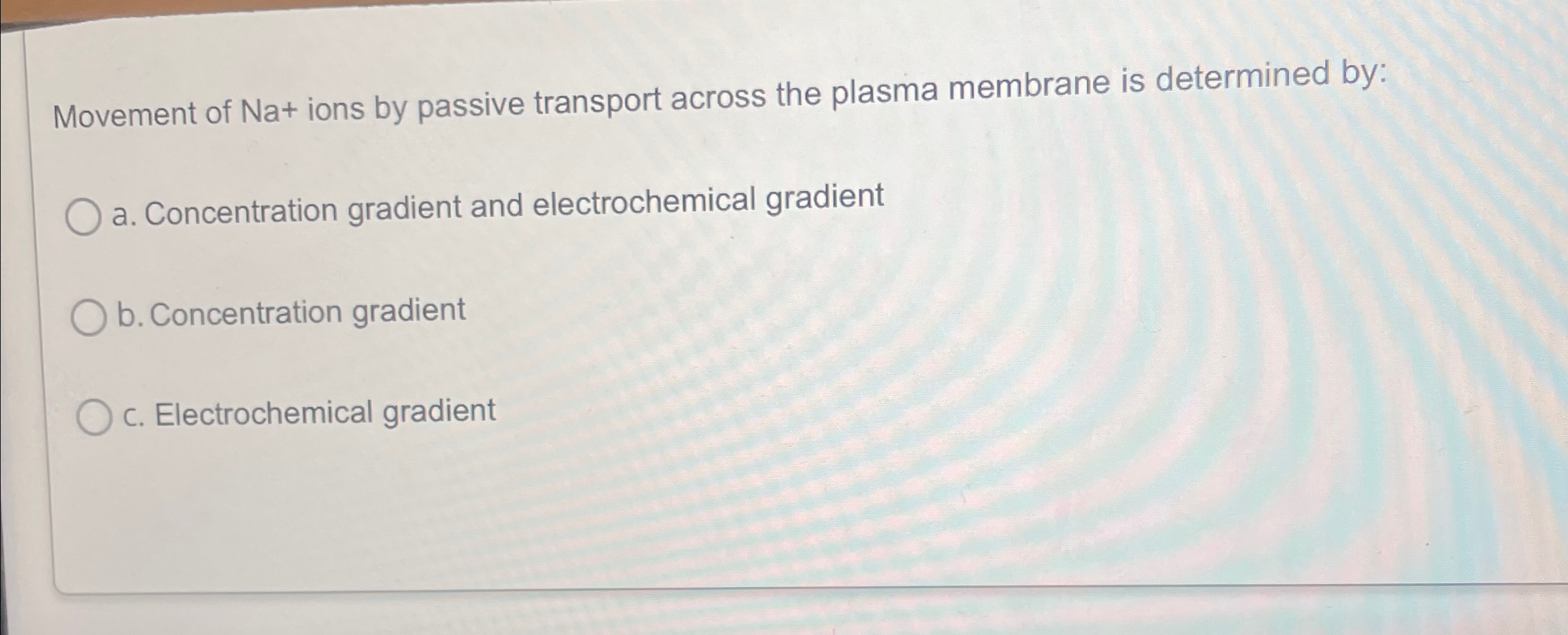 Solved Movement of Na+ ﻿ions by passive transport across the | Chegg.com