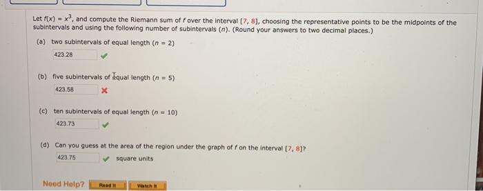 Solved Let fx) = x, and compute the Riemann sum of fover the | Chegg.com