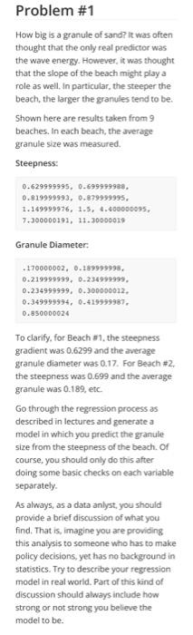Solved Problem \#1 How big is a granule of sand? it was | Chegg.com
