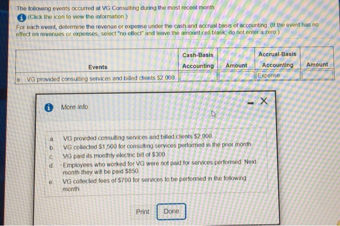 Solved The following events occurred at VG Consulting during | Chegg.com