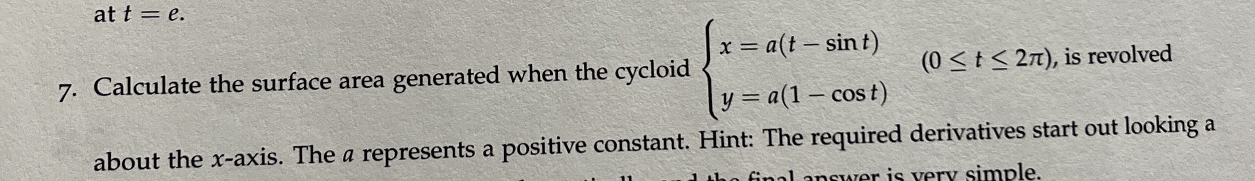Solved 7. ﻿Calculate the surface area generated when the | Chegg.com
