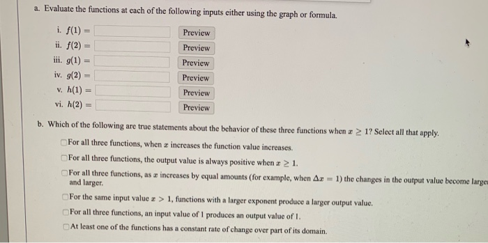 Solved The Behavior of a Basic Monomial Function when x > 1 | Chegg.com