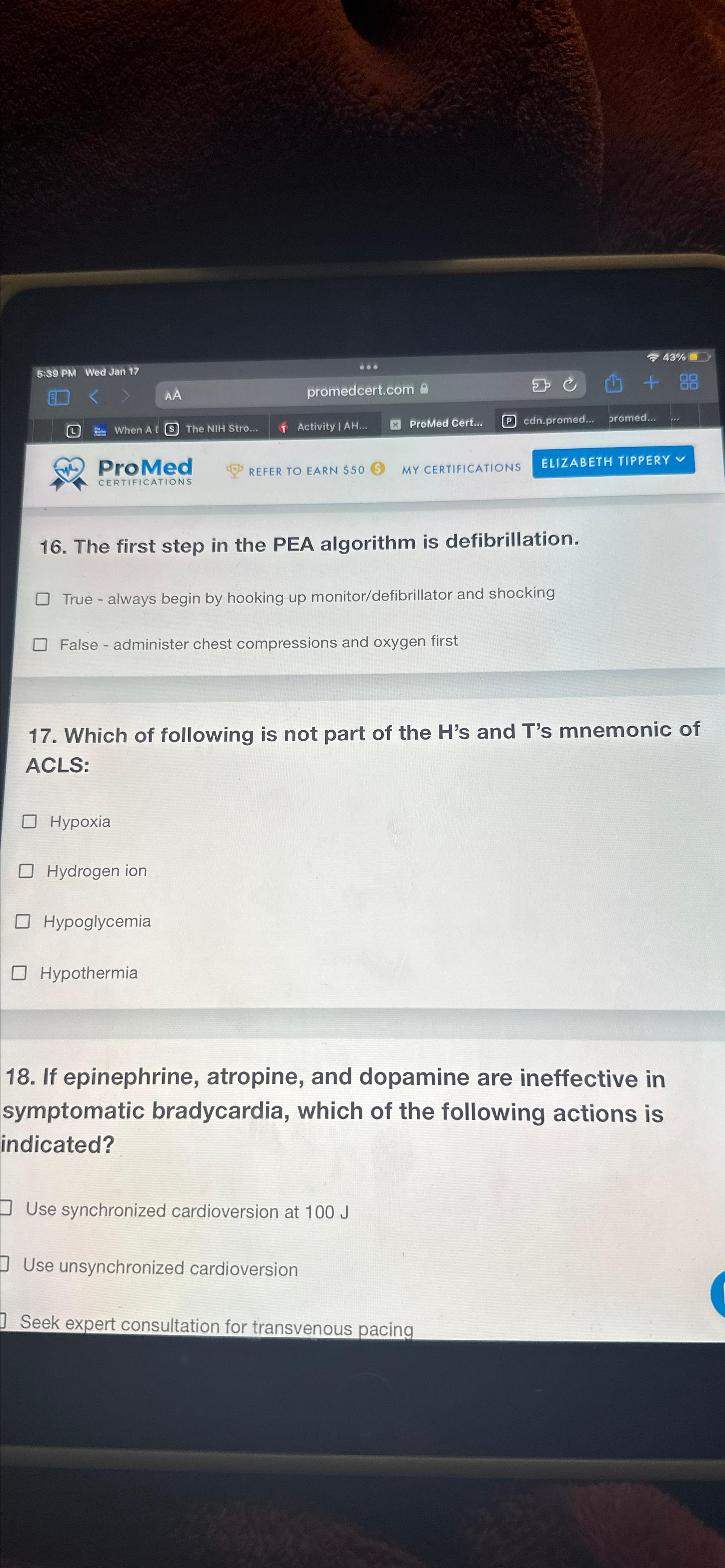 Solved ProMedCERTIFICATIONSREFER TO EARN $50 ﻿MY | Chegg.com