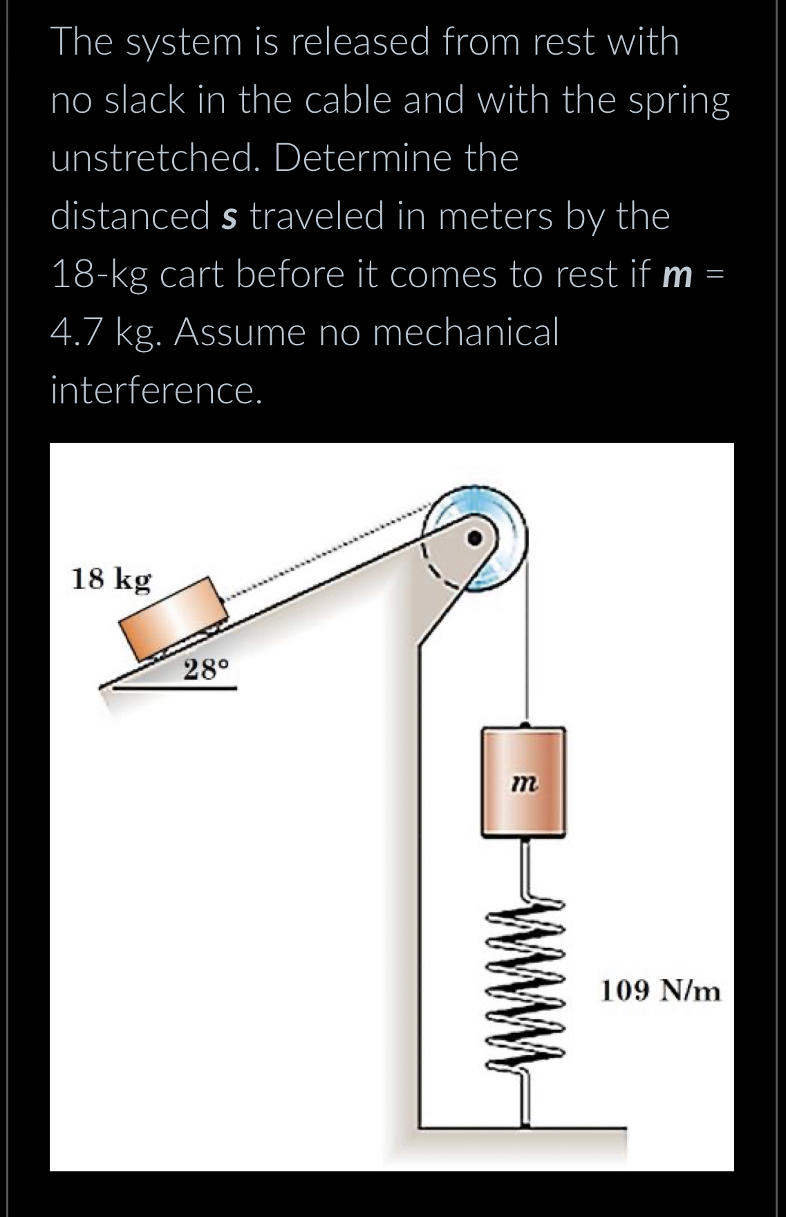 Solved The system is released from rest with no slack in the | Chegg.com