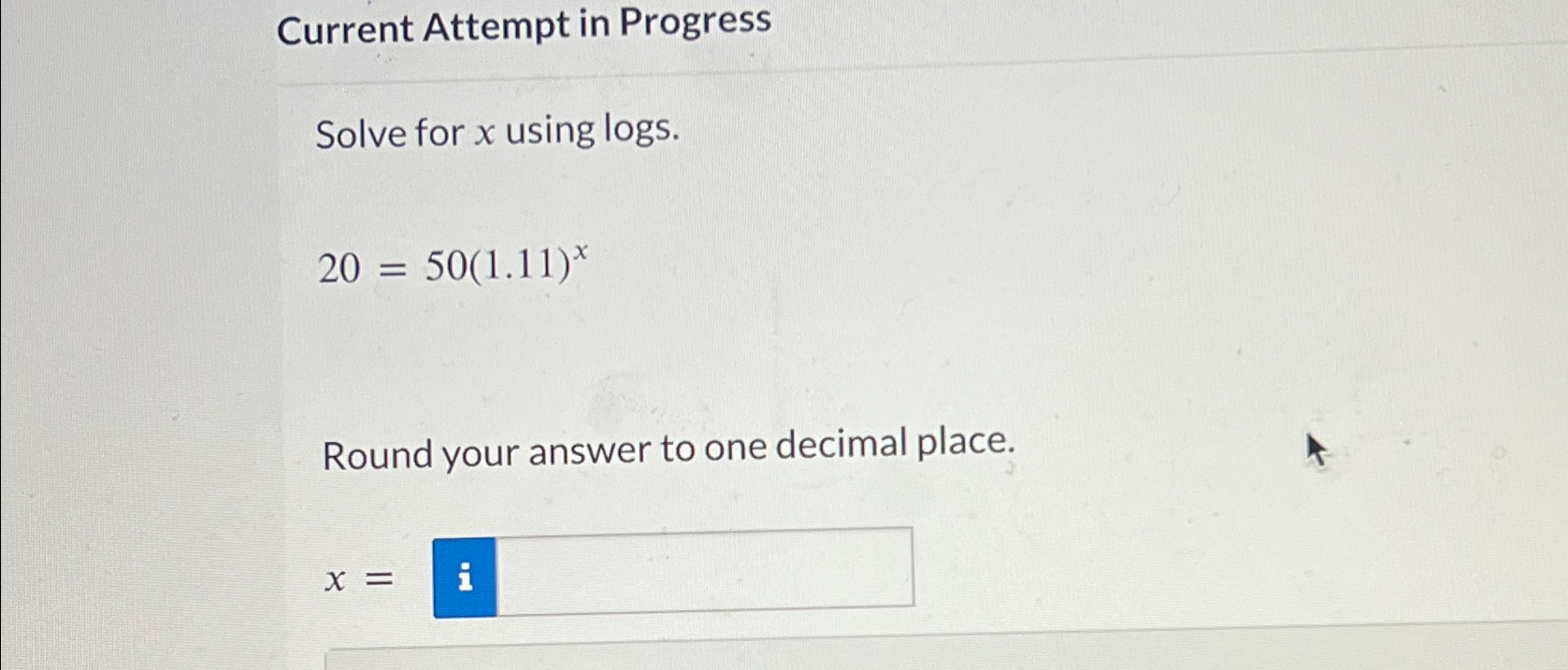 Solved Current Attempt in ProgressSolve for x ﻿using | Chegg.com