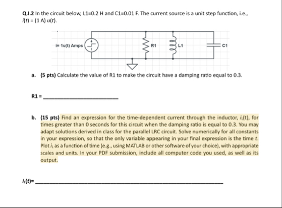 Solved Find an expression for the time-dependent voltage | Chegg.com