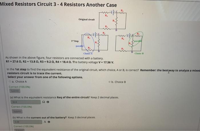 Solved Mixed Resistors Circuit 3 - 4 Resistors Another Case | Chegg.com