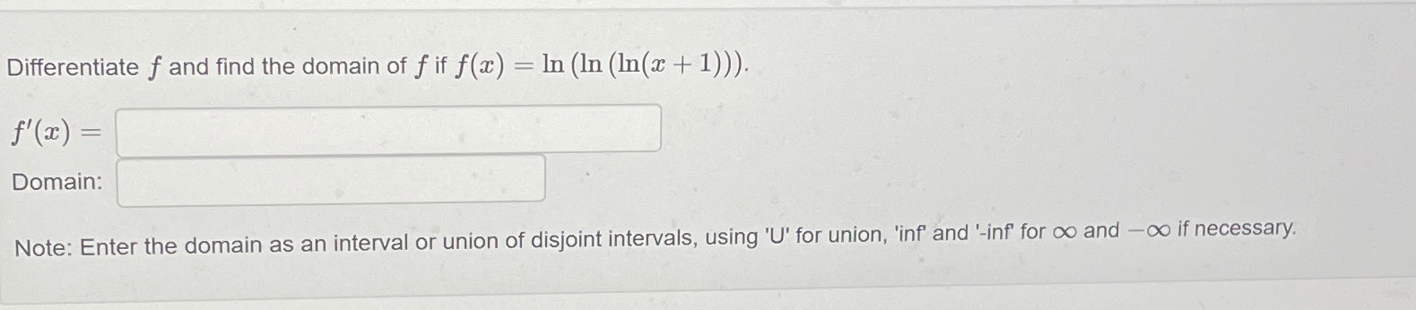 Solved Differentiate f ﻿and find the domain of f ﻿if | Chegg.com