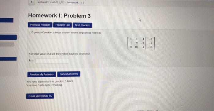 Solved 10 Points Consider A Linear System Whose Augmented 1530
