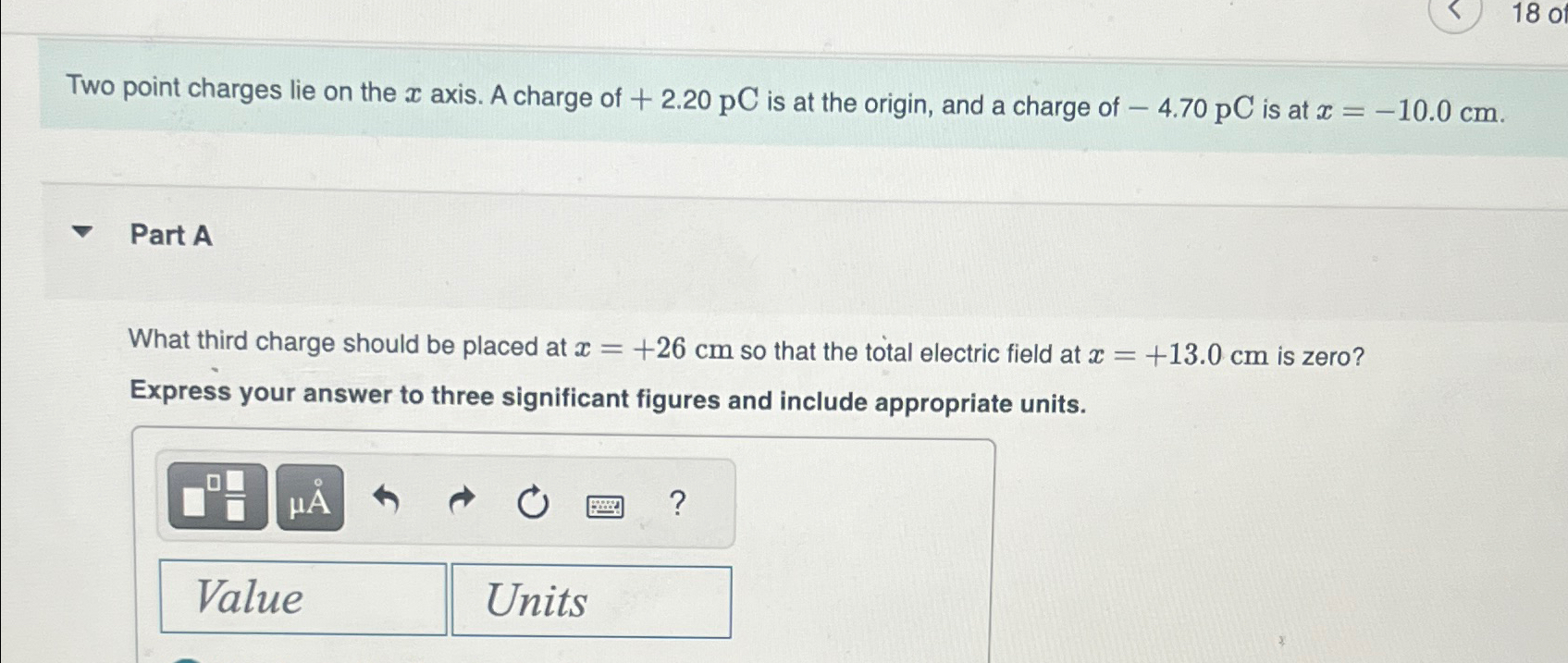 Solved Two point charges lie on the x ﻿axis. A charge of | Chegg.com
