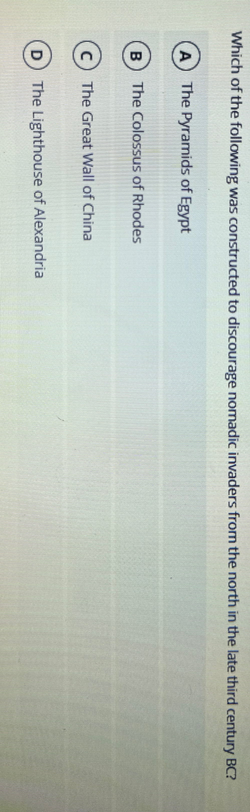 Solved Which of the following was constructed to discourage | Chegg.com