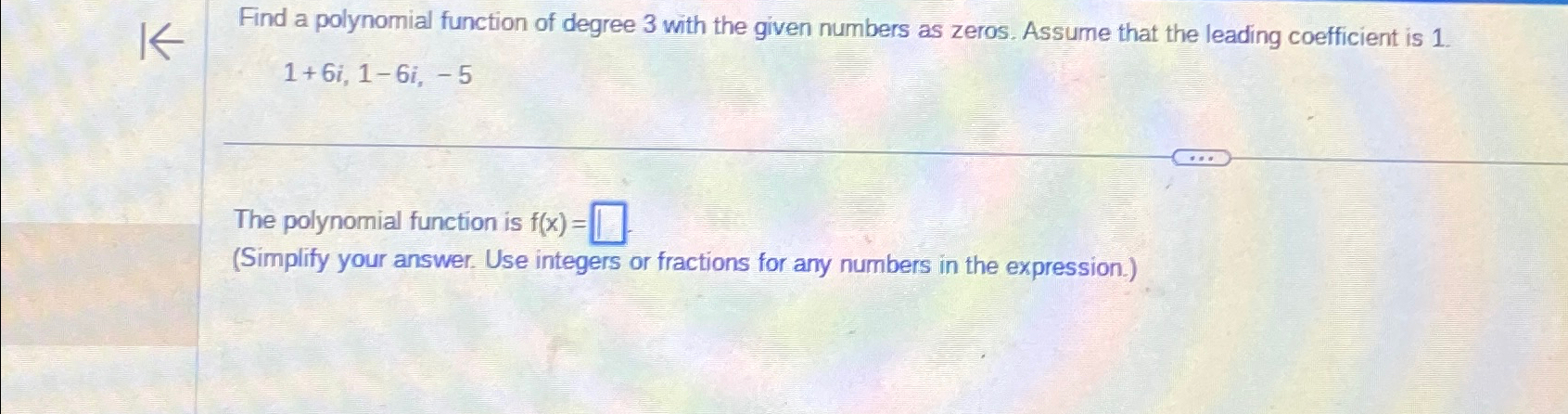 Solved Find a polynomial function of degree 3 ﻿with the | Chegg.com