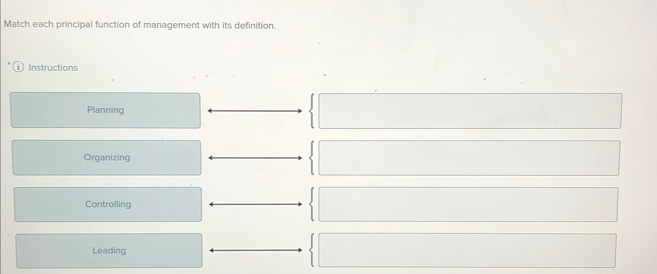 Solved Match each principal function of management with its | Chegg.com