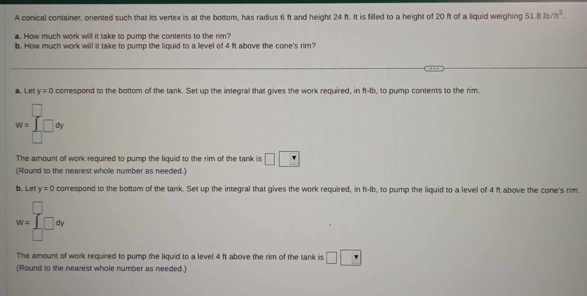 A conical container, oriented such that its vertex is | Chegg.com