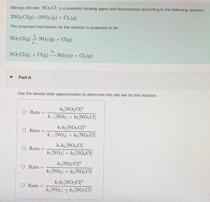 Solved Nitrosyl chloride, NO2Cl, is a powerful nitrating | Chegg.com