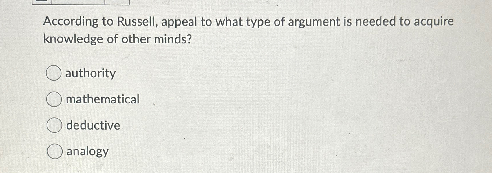 Solved According to Russell, appeal to what type of argument | Chegg.com