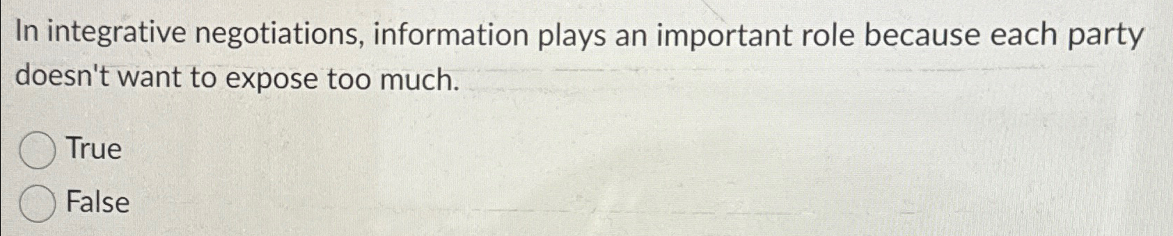 Solved In integrative negotiations, information plays an | Chegg.com