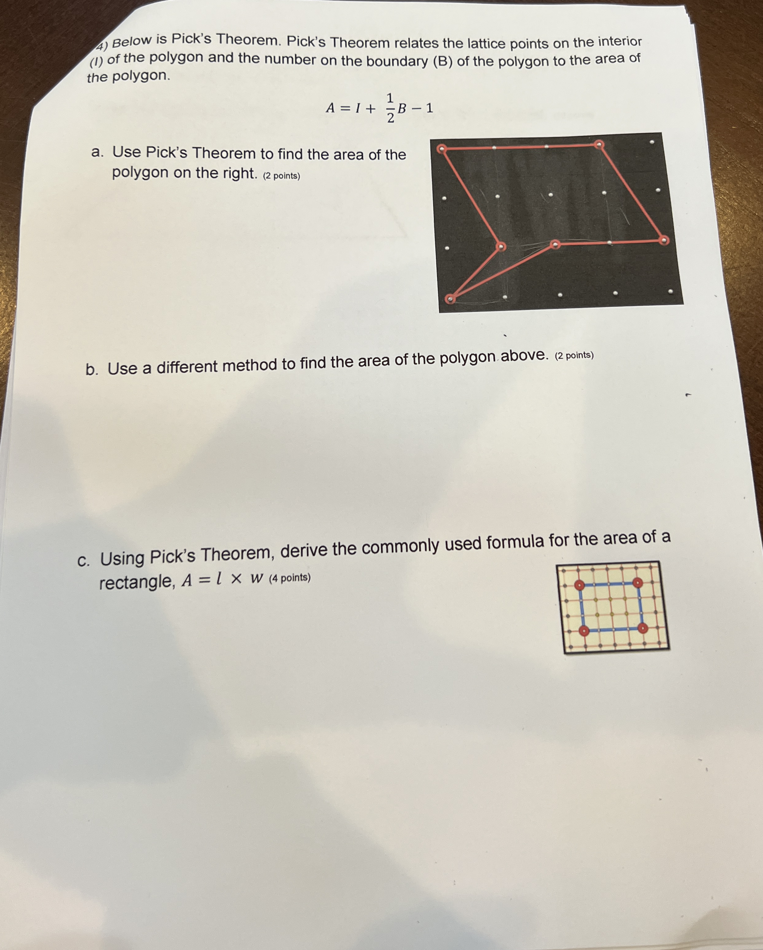 Solved Below is Pick's Theorem. Pick's Theorem relates the | Chegg.com