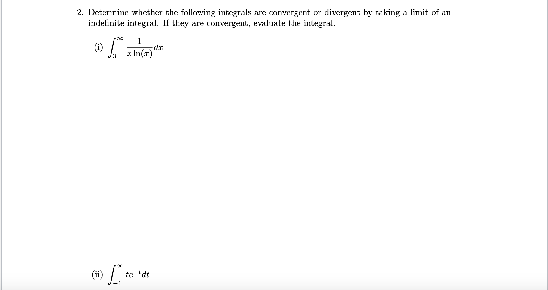 Solved Determine whether the following integrals are | Chegg.com