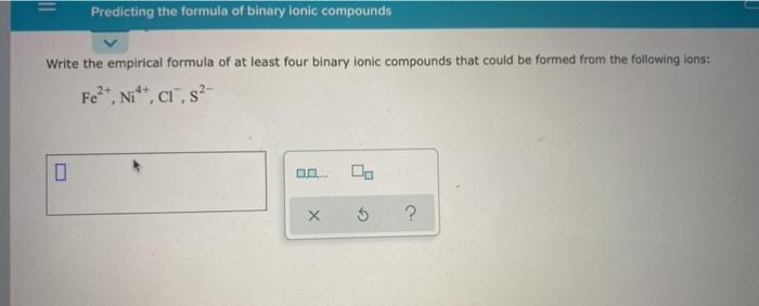 Solved Predicting the formula of binary ionic compounds | Chegg.com