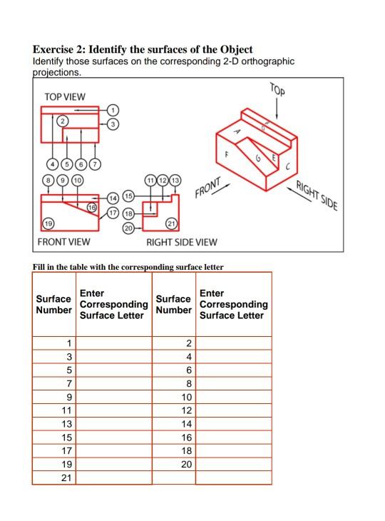 Solved Exercise 2: Identify the surfaces of the Object | Chegg.com