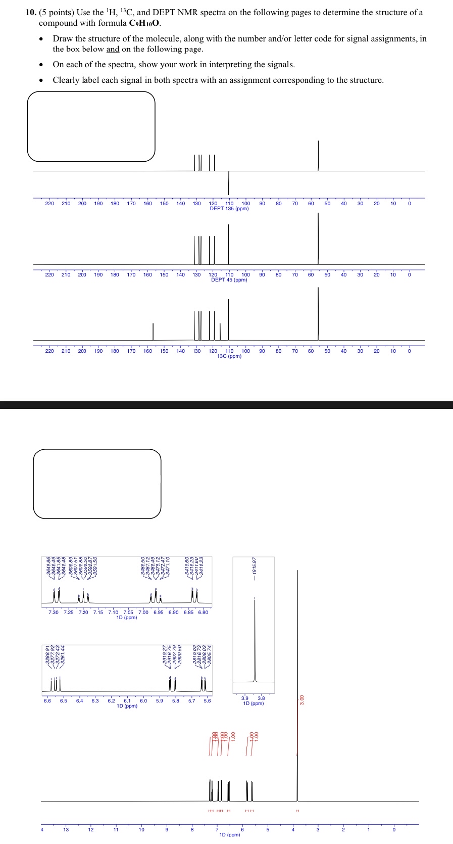 Solved Use the 1H,13C, ﻿and DEPT NMR spectra on the | Chegg.com