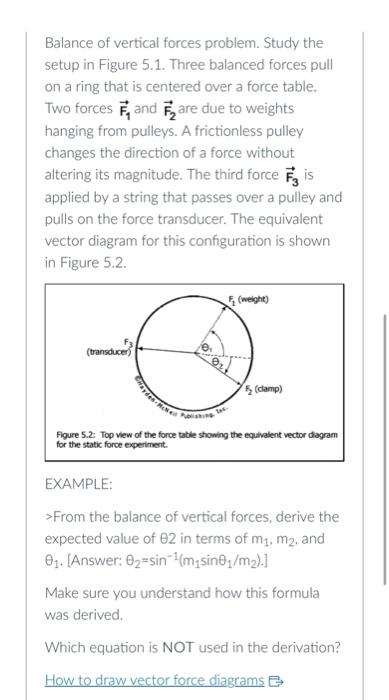 Solved Question 1 1pts Balance of vertical forces problem. | Chegg.com