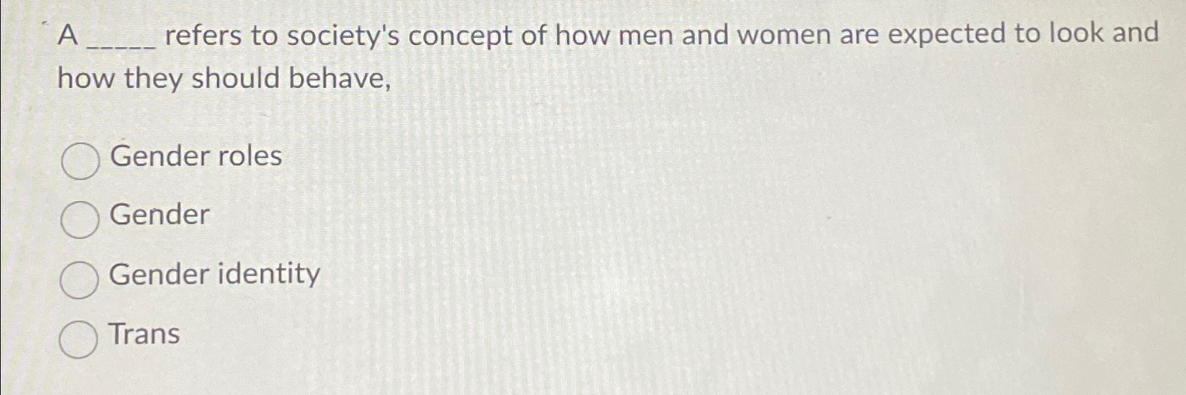 Solved refers to society's concept of how men and women are | Chegg.com