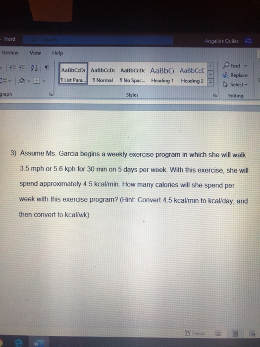 Solved 72(1) - Word Angelica Quiles AQ Review View Help Shar | Chegg.com