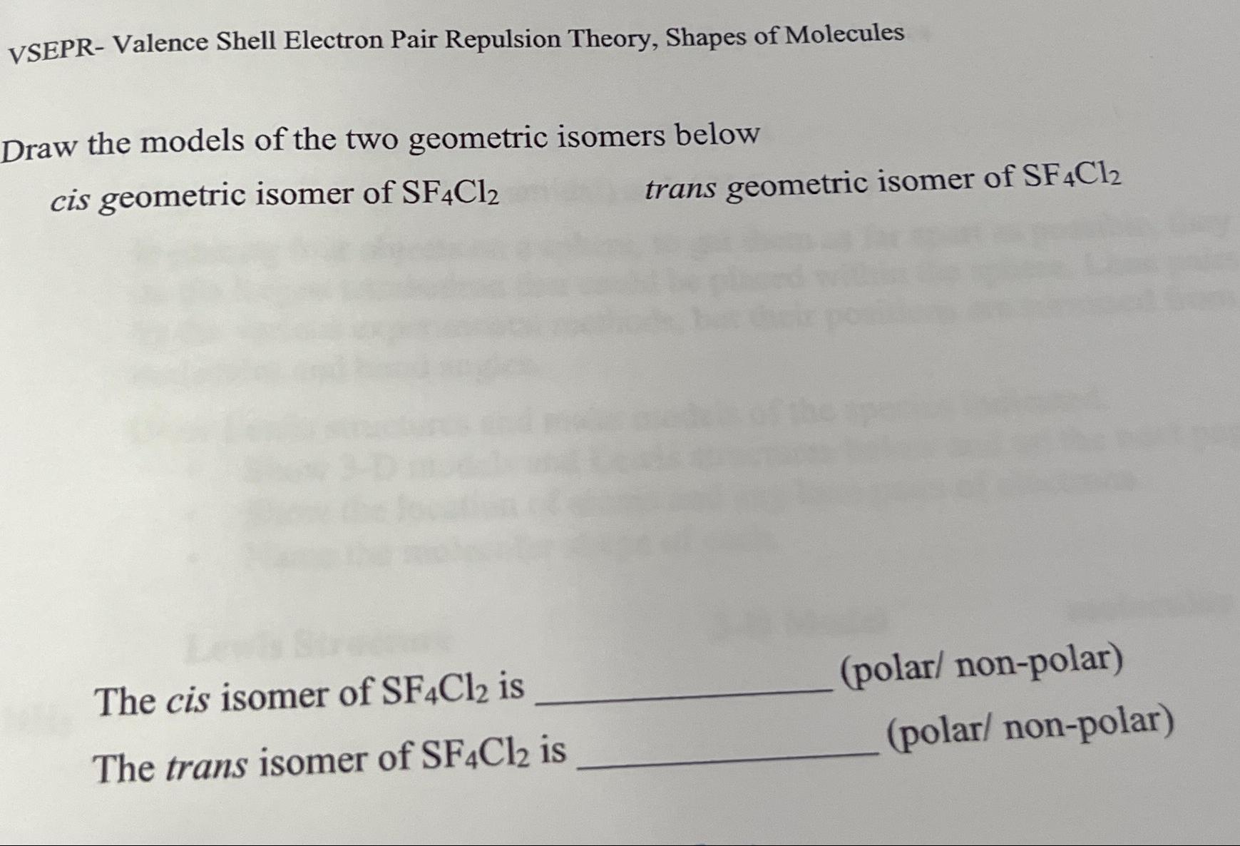 Solved VSEPR- ﻿Valence Shell Electron Pair Repulsion Theory, | Chegg.com