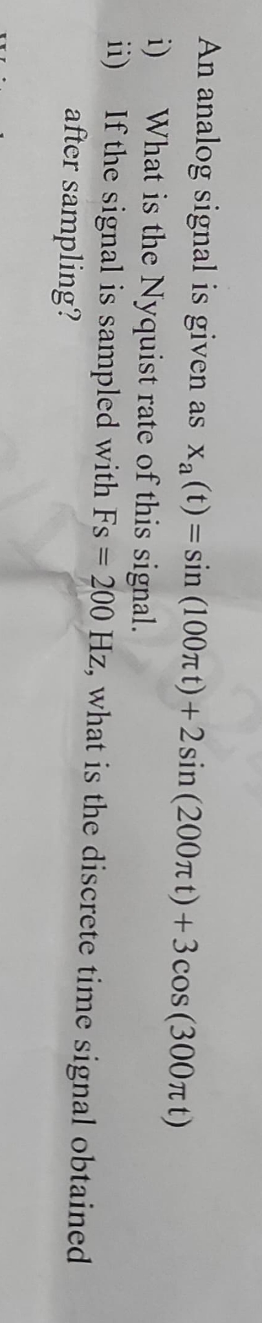 Solved An analog signal is given as | Chegg.com