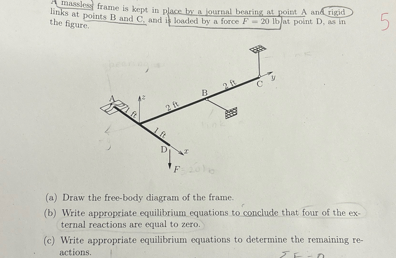 Solved A massless frame is kept in place by a journal | Chegg.com