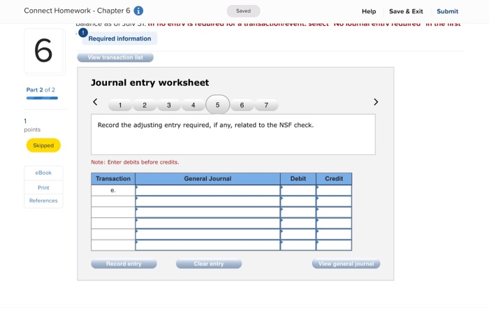 Solved Connect Homework Chapter 6 Submit Saved Save & Exit | Chegg.com