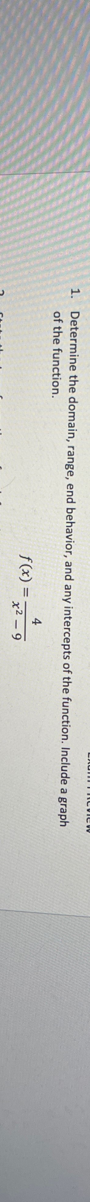 Solved Determine the domain, range, end behavior, and any | Chegg.com