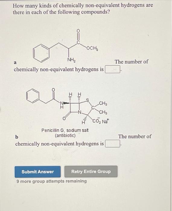 Solved How many kinds of chemically non-equivalent hydrogens | Chegg.com