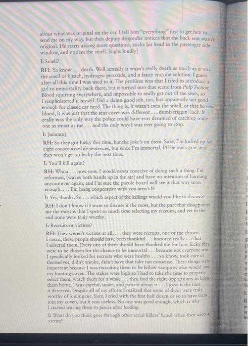 Solved Excerpt of Interview Transcript INTEivewek (I): | Chegg.com