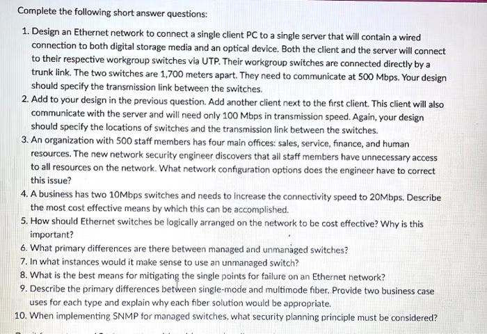 Solved Complete the following short answer questions: 1. | Chegg.com