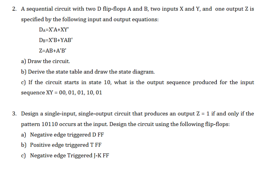 Solved A sequential circuit with two D ﻿flip-flops A and B , | Chegg.com