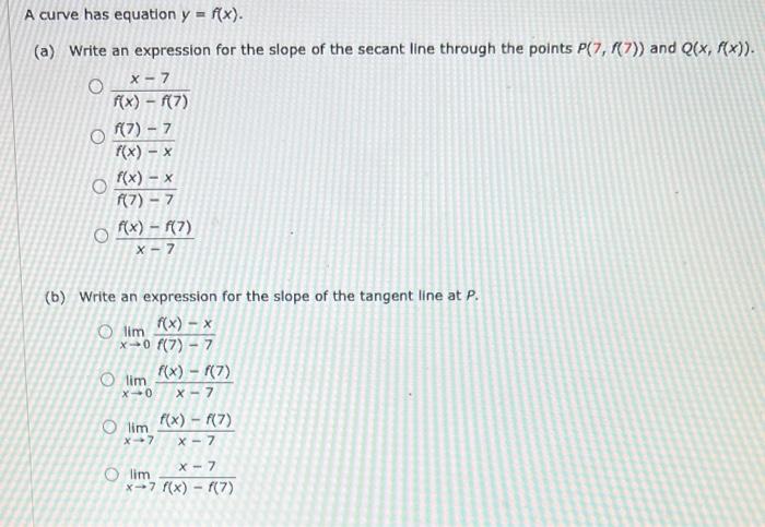 Solved A curve has equation y=f(x). (a) Write an expression | Chegg.com