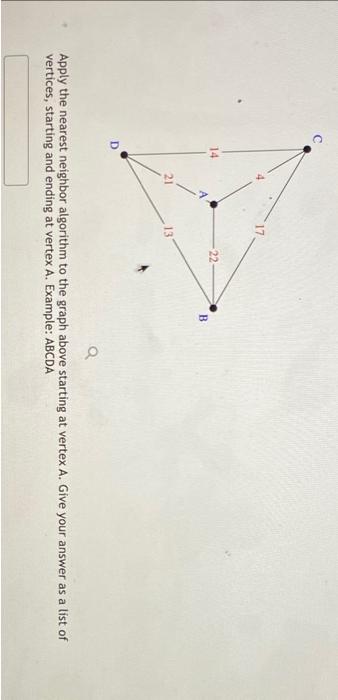 Solved Apply the nearest neighbor algorithm to the graph | Chegg.com