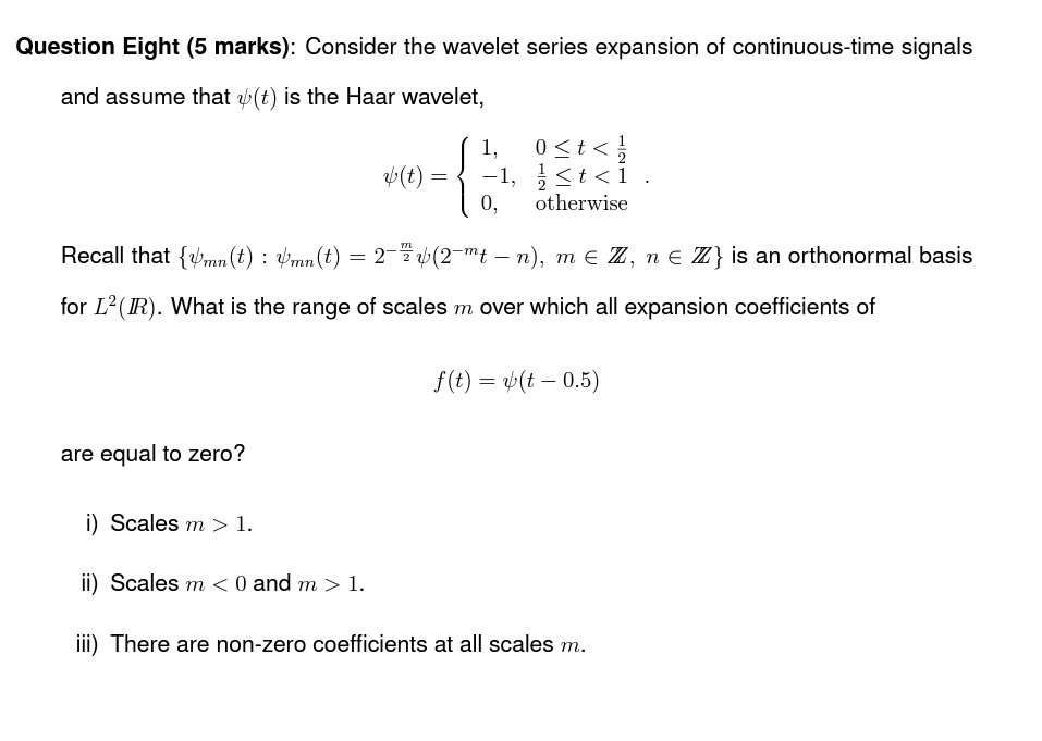 Solved Consider the wavelet series expansion of | Chegg.com