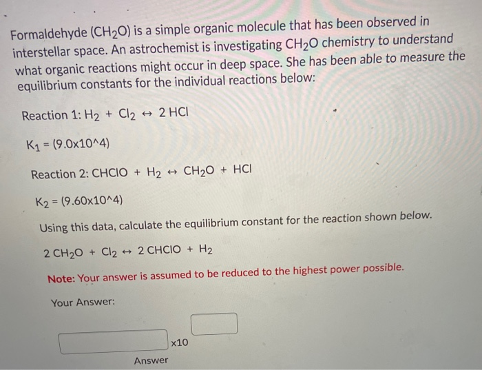 Solved Formaldehyde (CH20) is a simple organic molecule that | Chegg.com