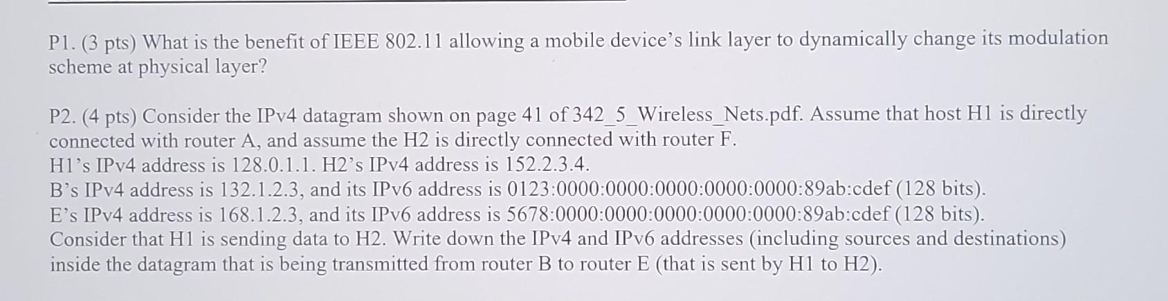 Solved P1. (3 pts) What is the benefit of IEEE 802.11 | Chegg.com