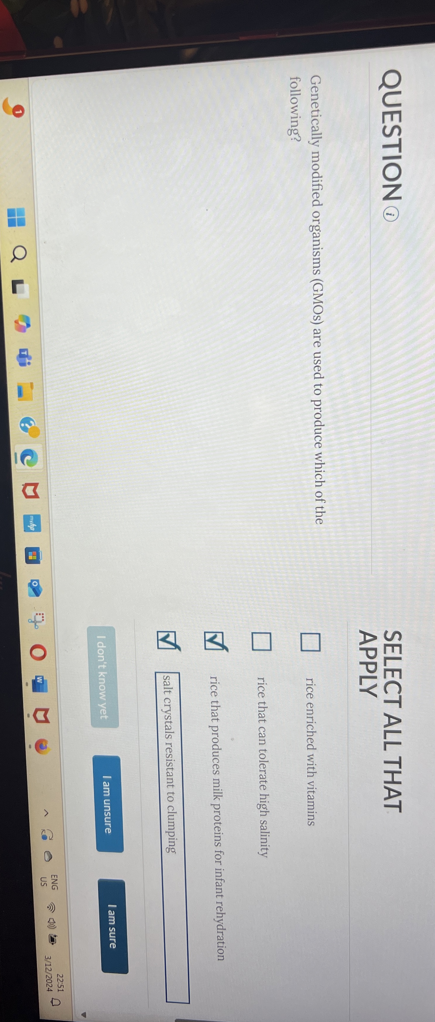 Solved QUESTIONSELECT ALL THATAPPLYGenetically modified | Chegg.com
